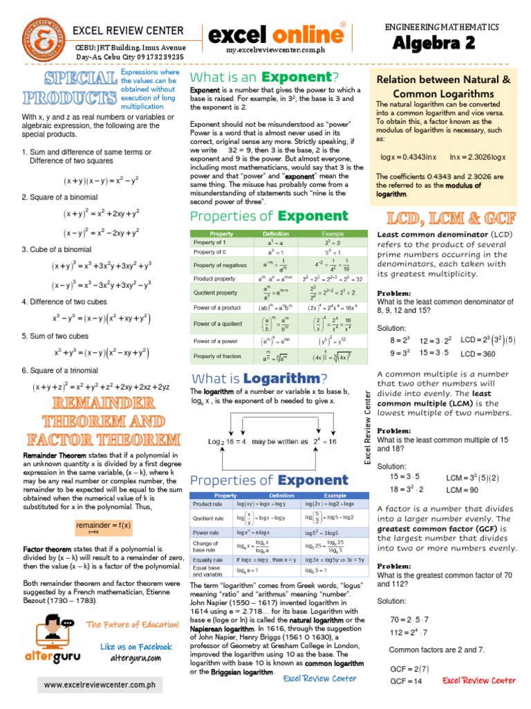 2 - Notes - Algebra 2 | PDF