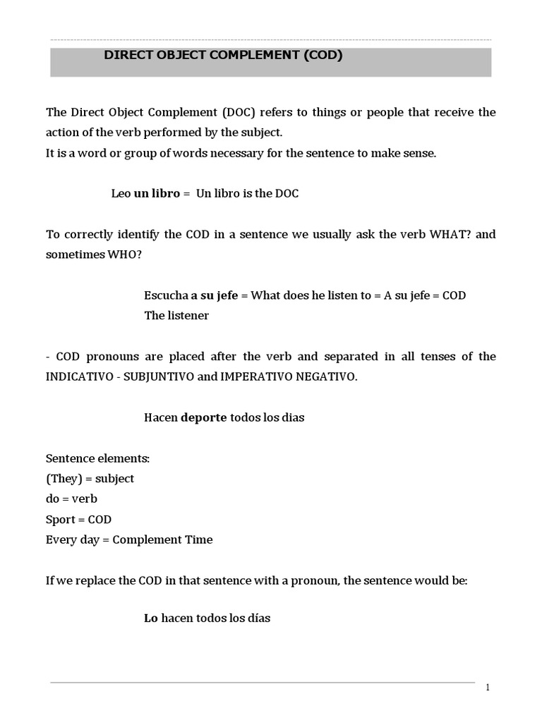 Pronombres COD - COI INGLES | PDF | Verb | Linguistics