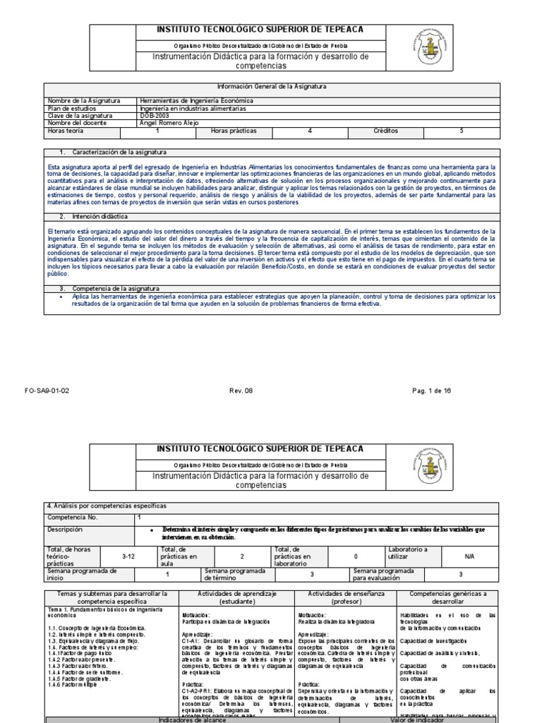 Instrumentacion Didactica (Herramientas de Ingeniería Económica) VER02 ...
