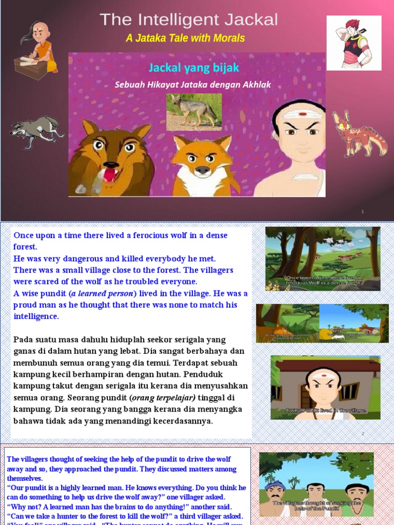 The Intelligent Jackal - A Jataka Tale With Morals (Eng. & Malay) | PDF