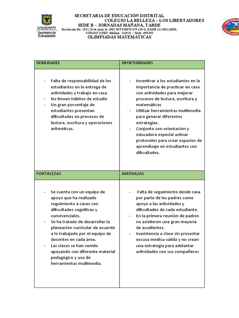 DOFA | PDF | Enseñando | Aprendizaje