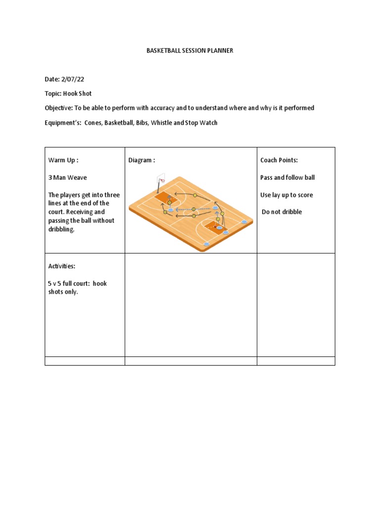 Basketball Session Plan: Hook Shot Training | PDF | Sports & Recreation