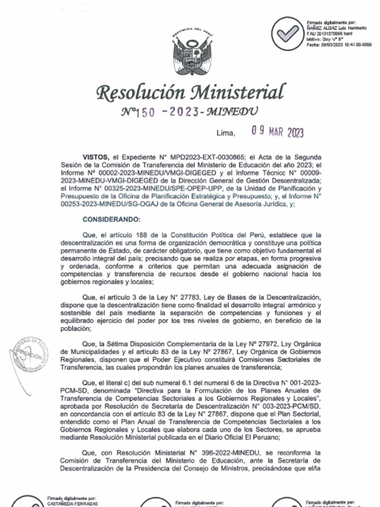 RM #150-2023-Minedu PDF | PDF | Perú | Lima