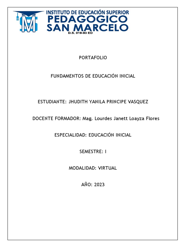 Portafolio - Fundamentos de Educación Inicial | PDF | Maestros ...