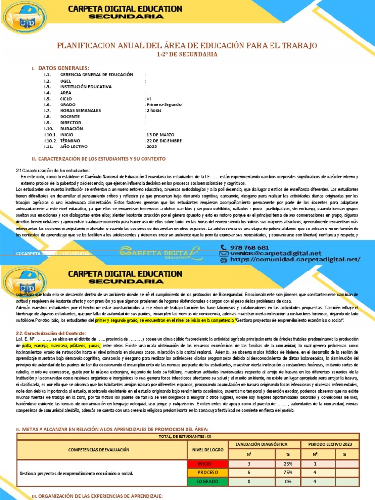 1-2º Plan Curricular Anual Ept | PDF