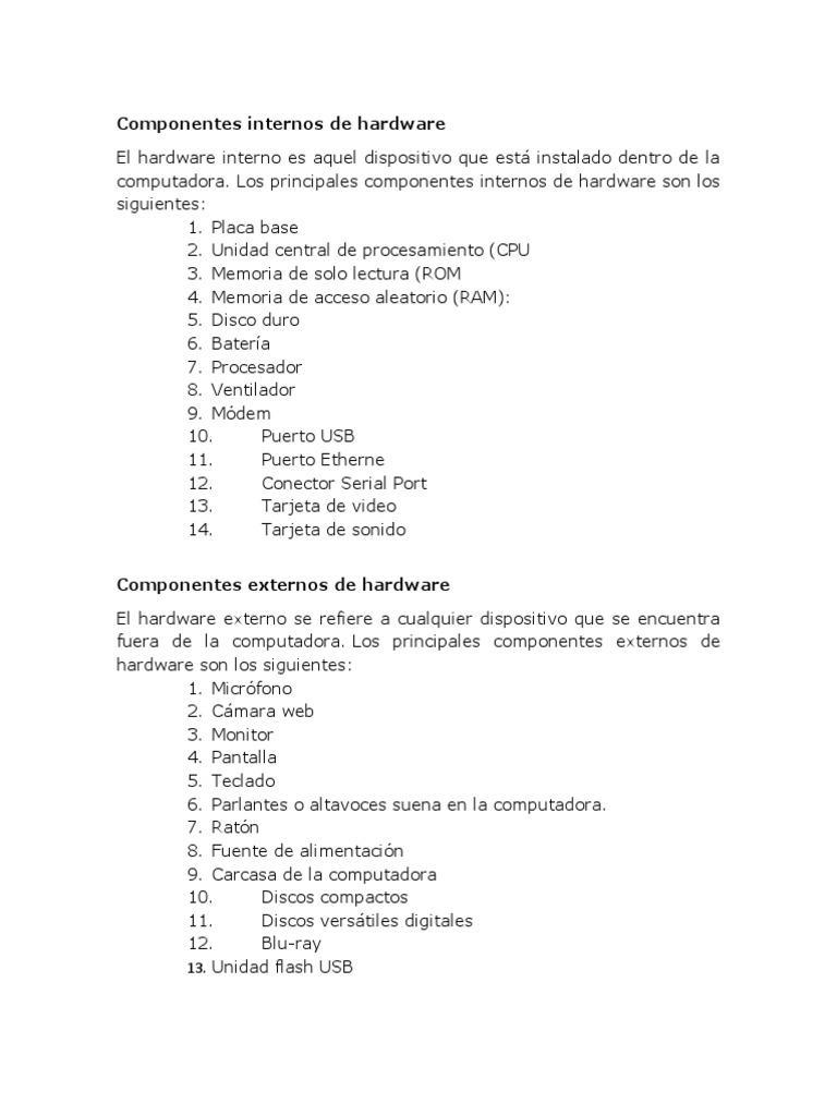Componentes Internos de Hardware | PDF
