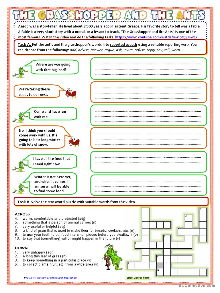 Ant and Grasshopper: A Fable Lesson | PDF | Fable