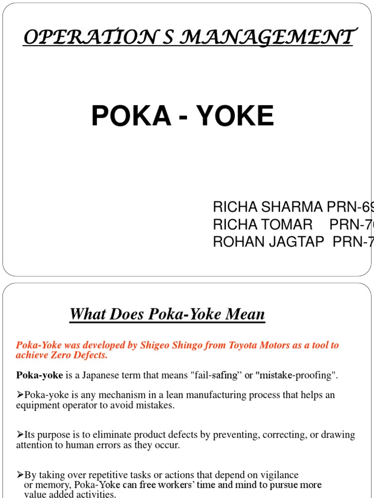 Poka Yoke Presentation | PDF | Lean Manufacturing | Systems Theory