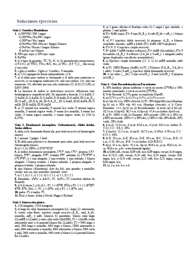 Soluciones Guias | PDF | Epistasis | Genética