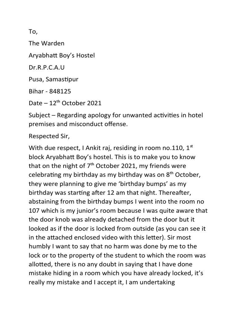 Apology Letter | PDF