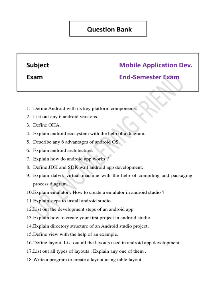 MAD Question Bank - End Semester (By Ur Engineering Friend) | PDF ...