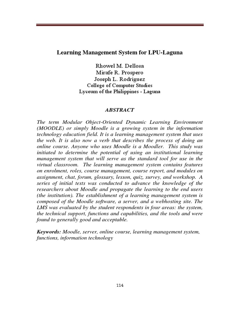 Learning Management System For LPU-Laguna | PDF | Learning Styles | Moodle