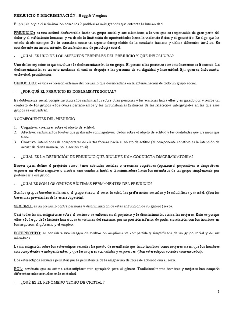 Prejuicio y Discriminacion Psi Social | PDF | Sexismo | Comportamiento