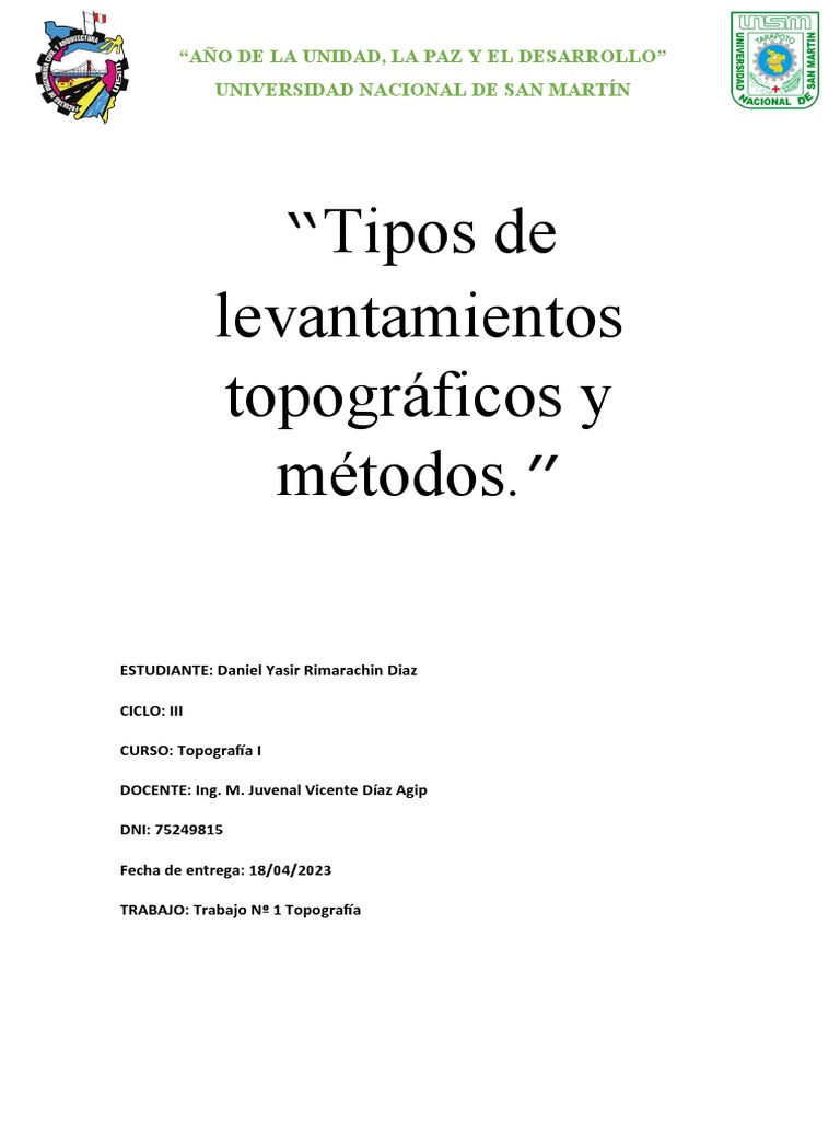 Tipos de Levantamientos Topográficos y Métodos. TOPOGRAFIA | PDF ...