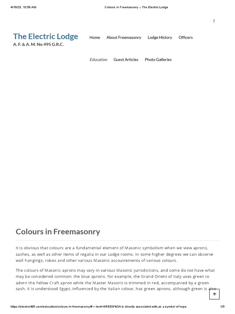 Colours in Freemasonry The Electric Lodge | PDF