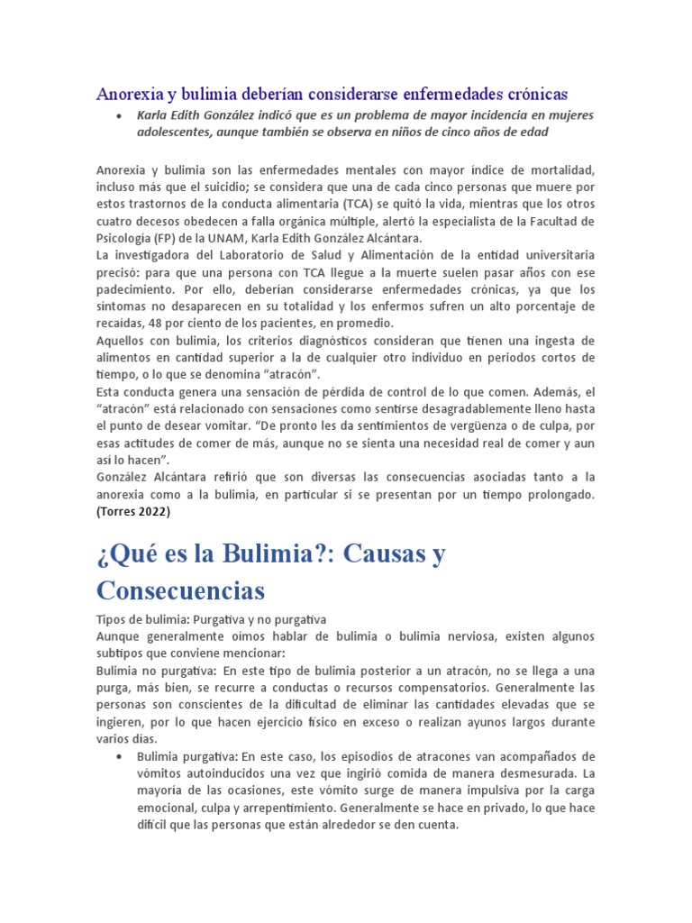 Bulimia | PDF | Desorden alimenticio | Anorexia nerviosa