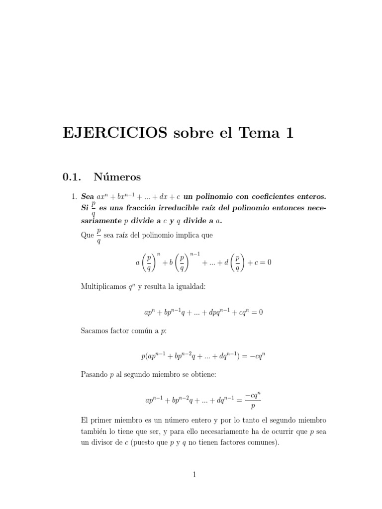 EJERCICIOS Tema 1 | PDF | Raíz cuadrada | Número racional