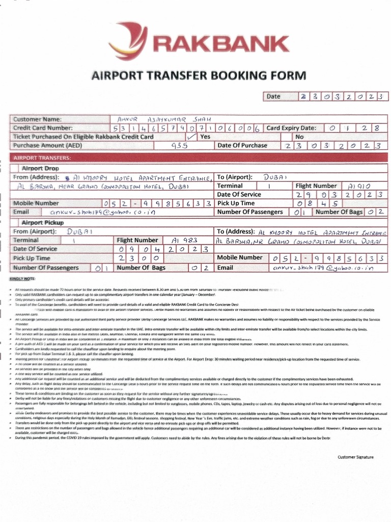 RAK - Airport Transfer | PDF