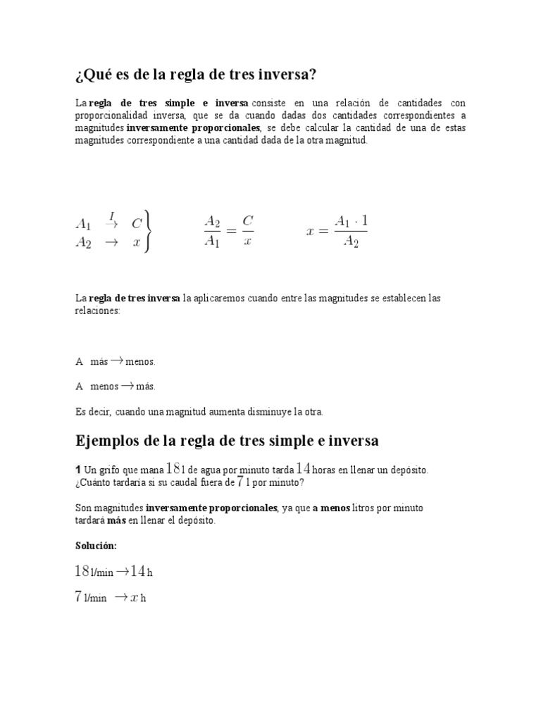 Regla de 3 Inversa | PDF | Ciencia y matemáticas