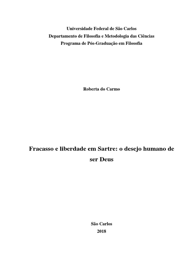 Fracasso e Liberdade em Sartre | PDF | Fenomenologia (Filosofia) | Jean ...