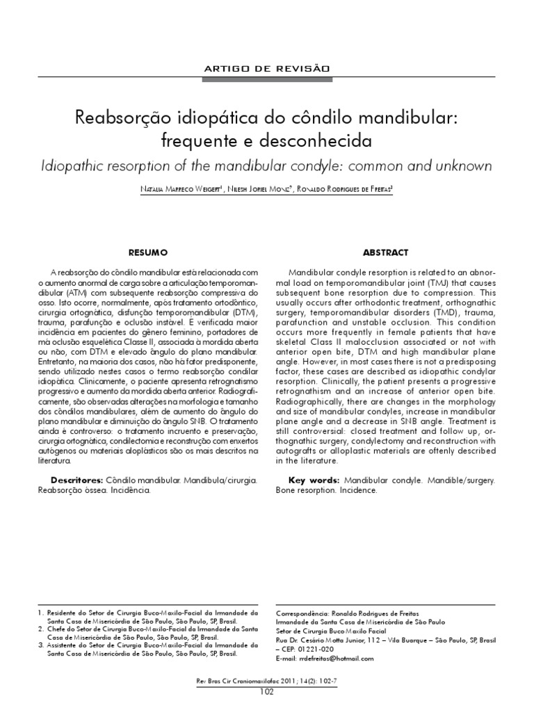 07-Reabsorção Idiopática Do Côndilo Mandibular | PDF | Especialidades ...