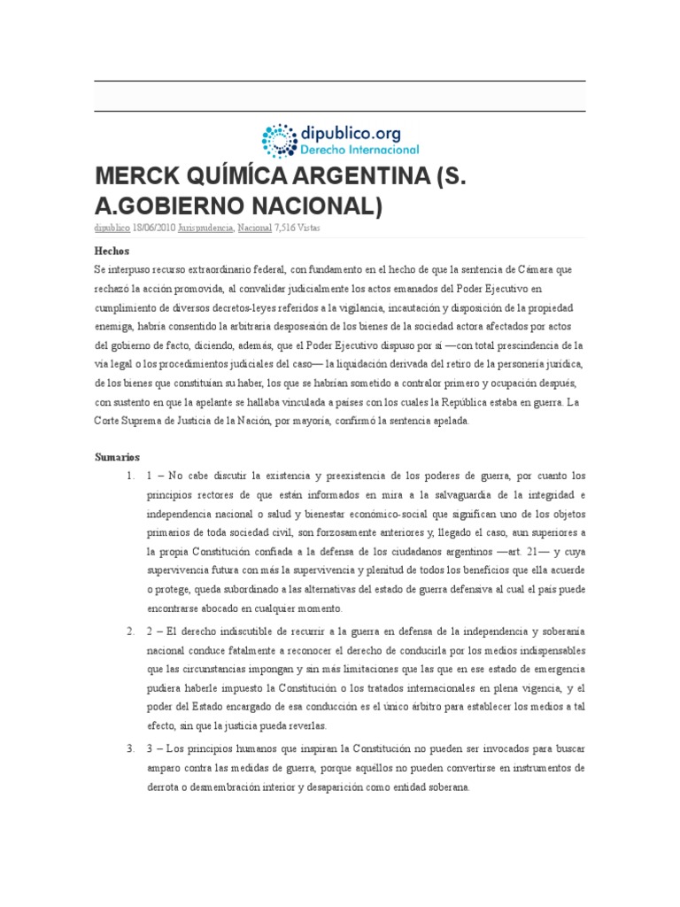 Caso Merck Derecho Internacional Publico) | PDF
