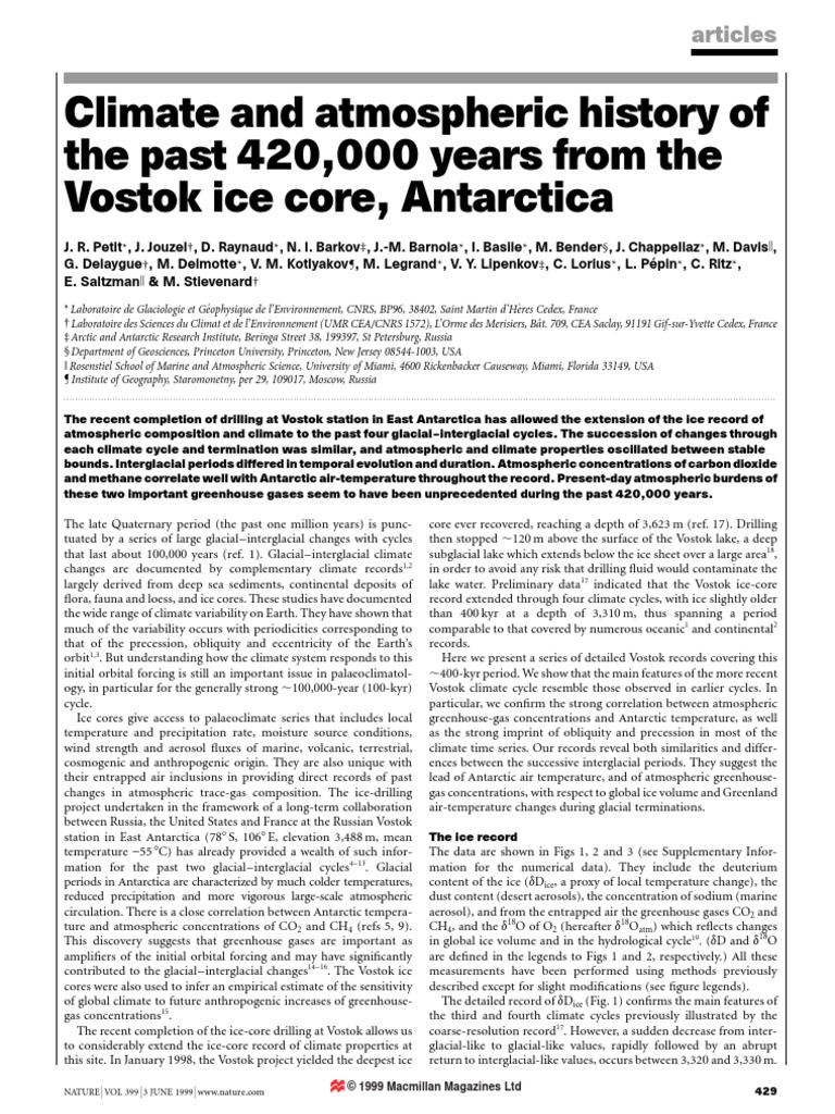 Climate and Atmospheric History of The Past 420,000 Years From The ...