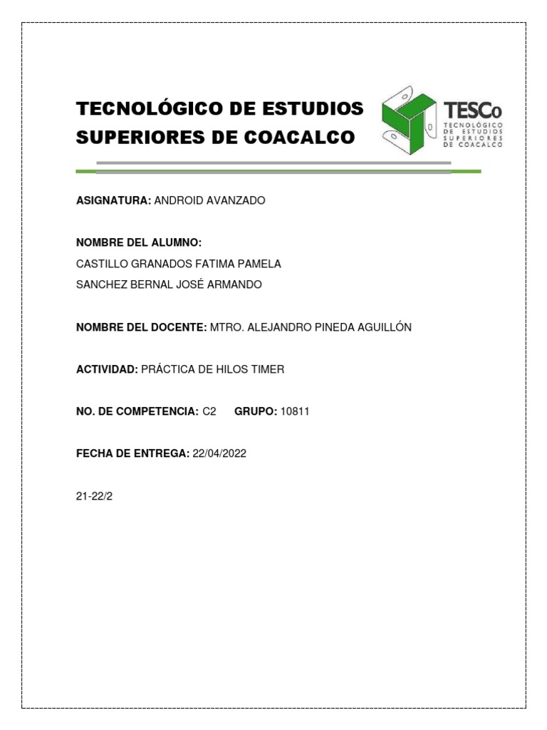 C2 - AF2 Práctica Timer | PDF | Hilo (Computación) | Software de la aplicacion