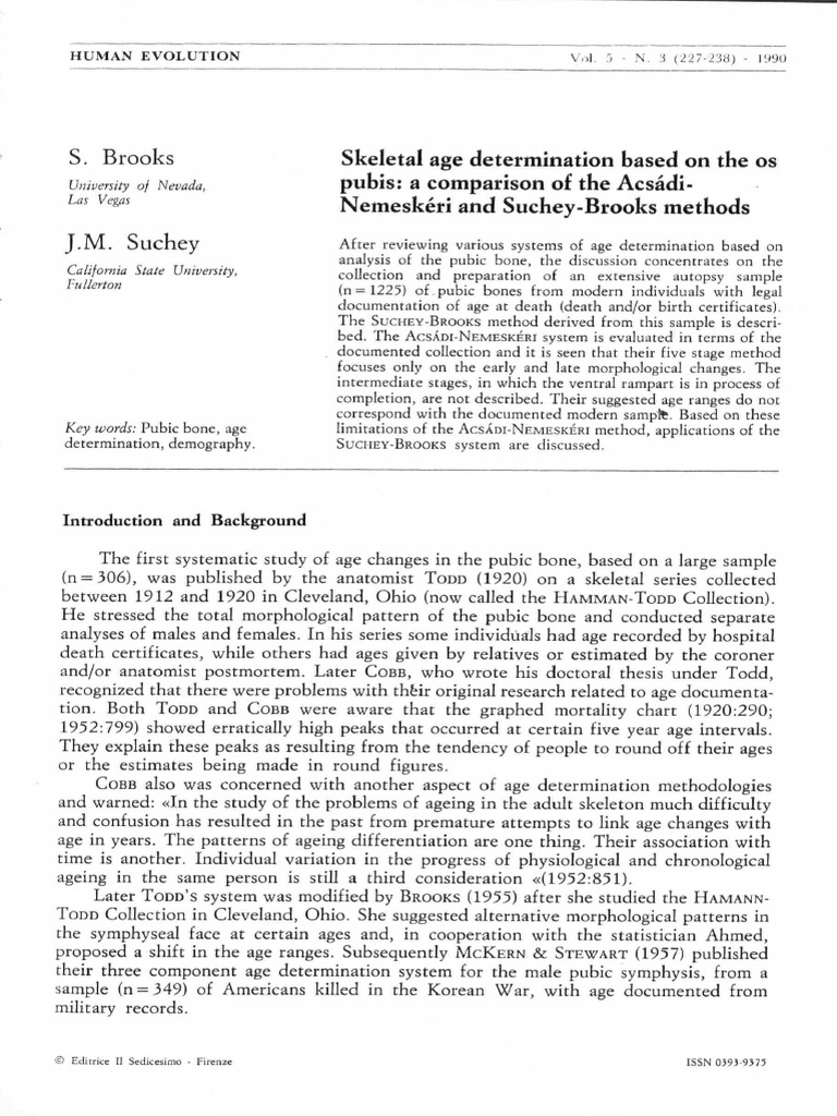 Brooks & Suchey (1990) Skeletal Age Determination Based On The Os Pubis ...