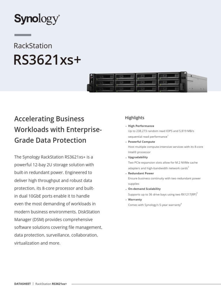 Synology RS3621xs+ Data Sheet Enu | PDF | Solid State Drive | File ...