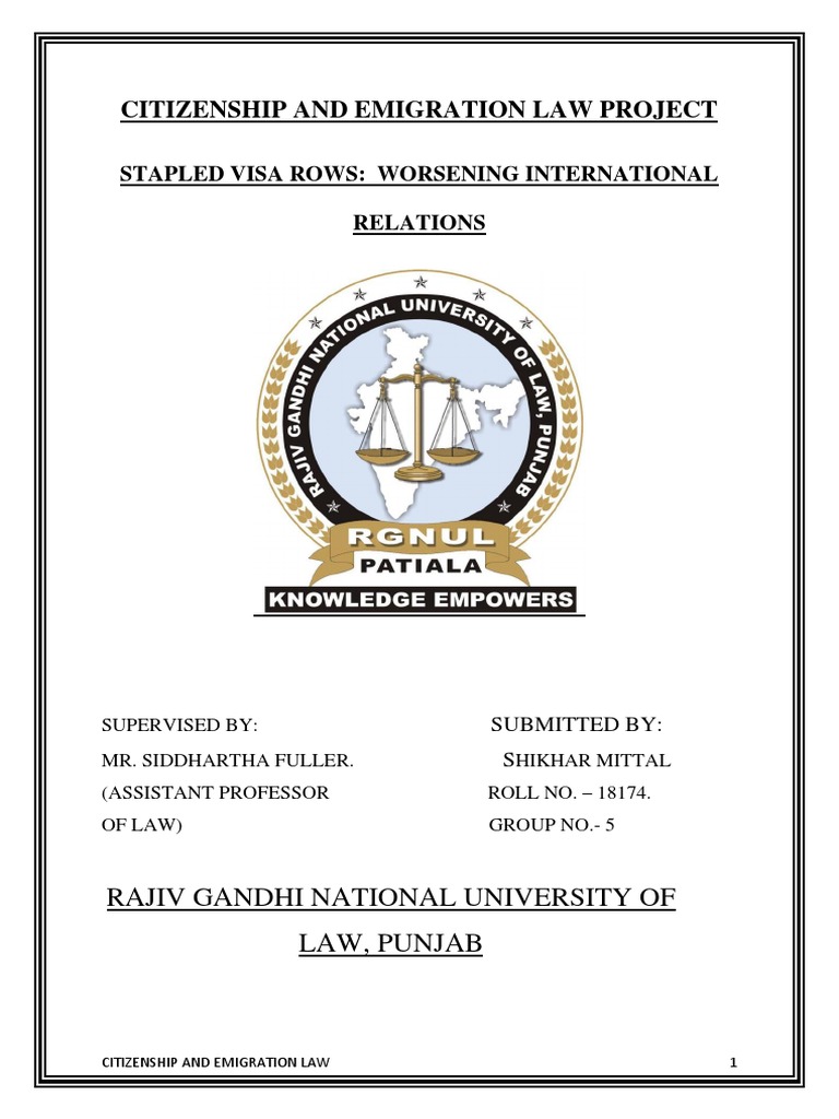 Citizenship and Emigration Law Project | PDF