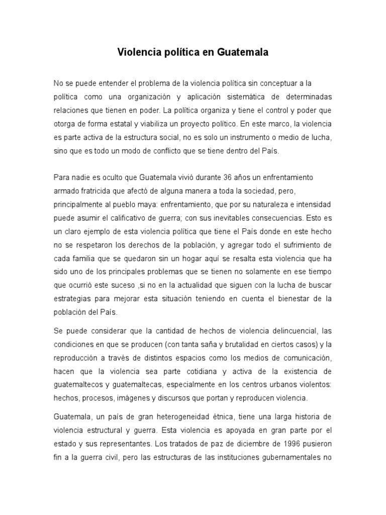 Violencia Política en Guatemala: Un Análisis | PDF | Violencia | Guatemala