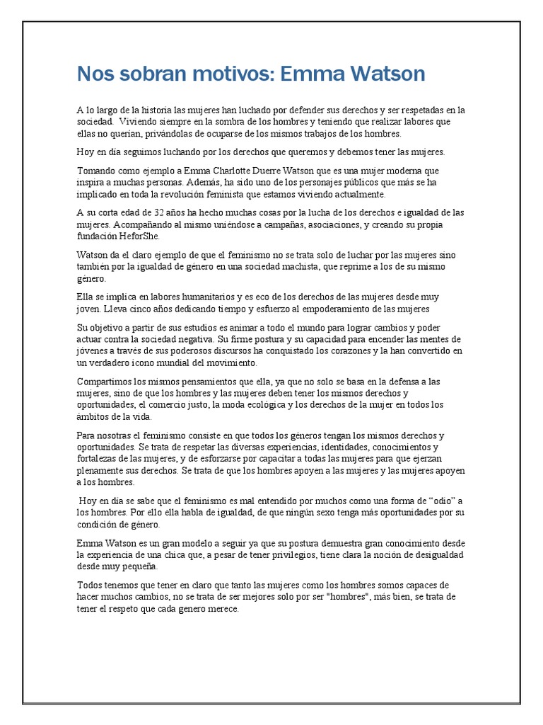 Emma Watson | PDF | Estudios de género | Feminismo