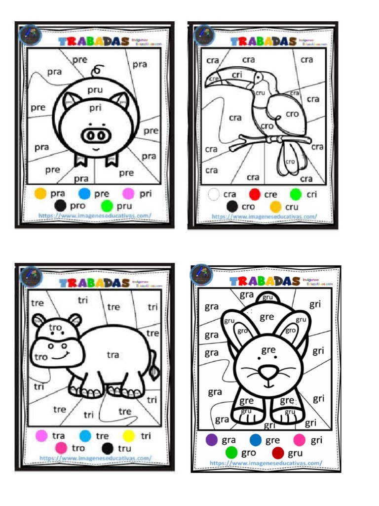 Silabas Trabadas Con R para Colorear | PDF