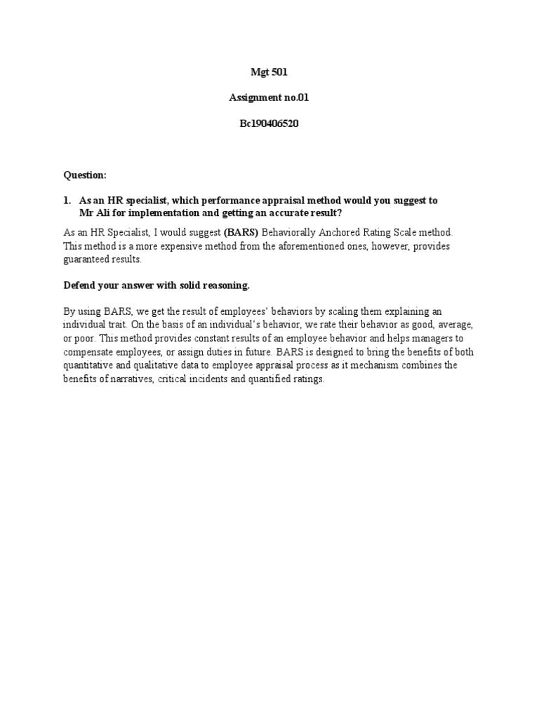 MGT501 Assign 01 | PDF