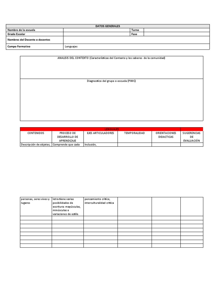 Formato Plan Analitico | PDF