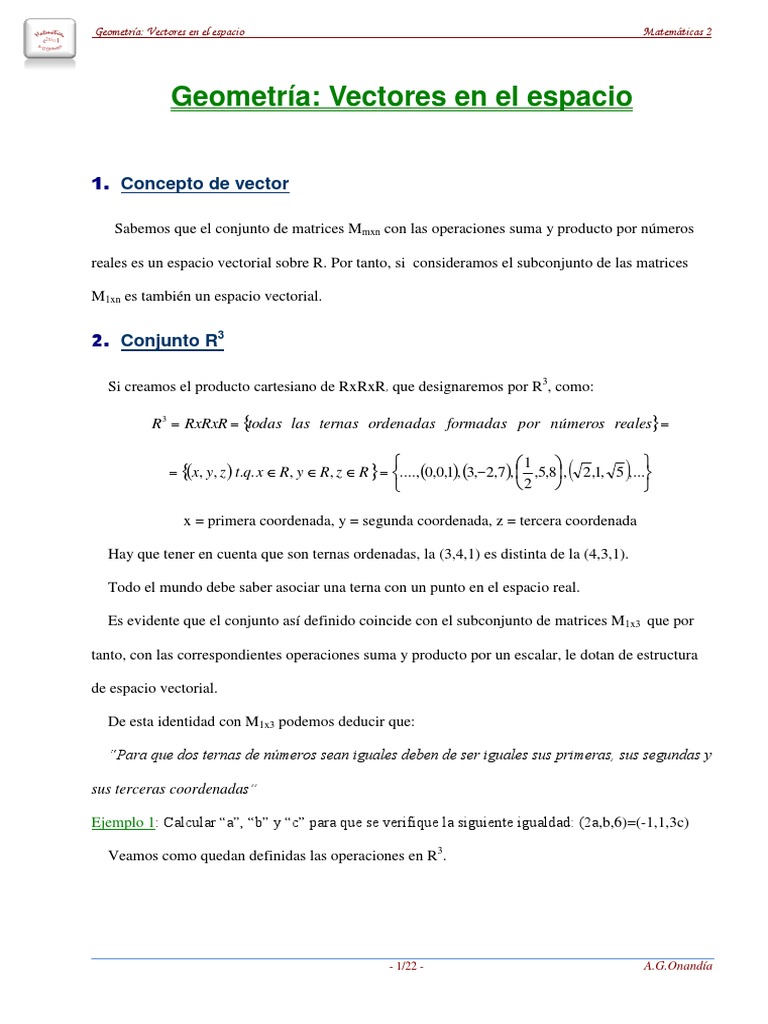 Vectores en El Espacio (2015) | PDF | Espacio vectorial | Vector Euclidiano