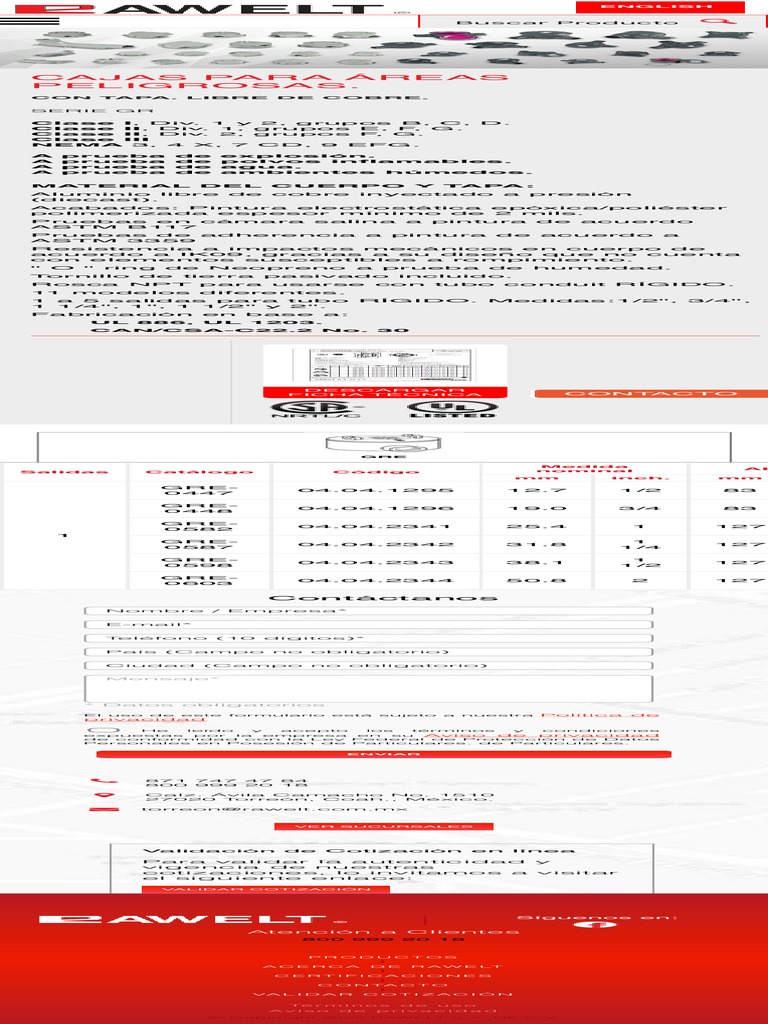 Cajas para Areas Peligrosas Rawelt | PDF | Ingeniería mecánica | Ingeniería de Edificación
