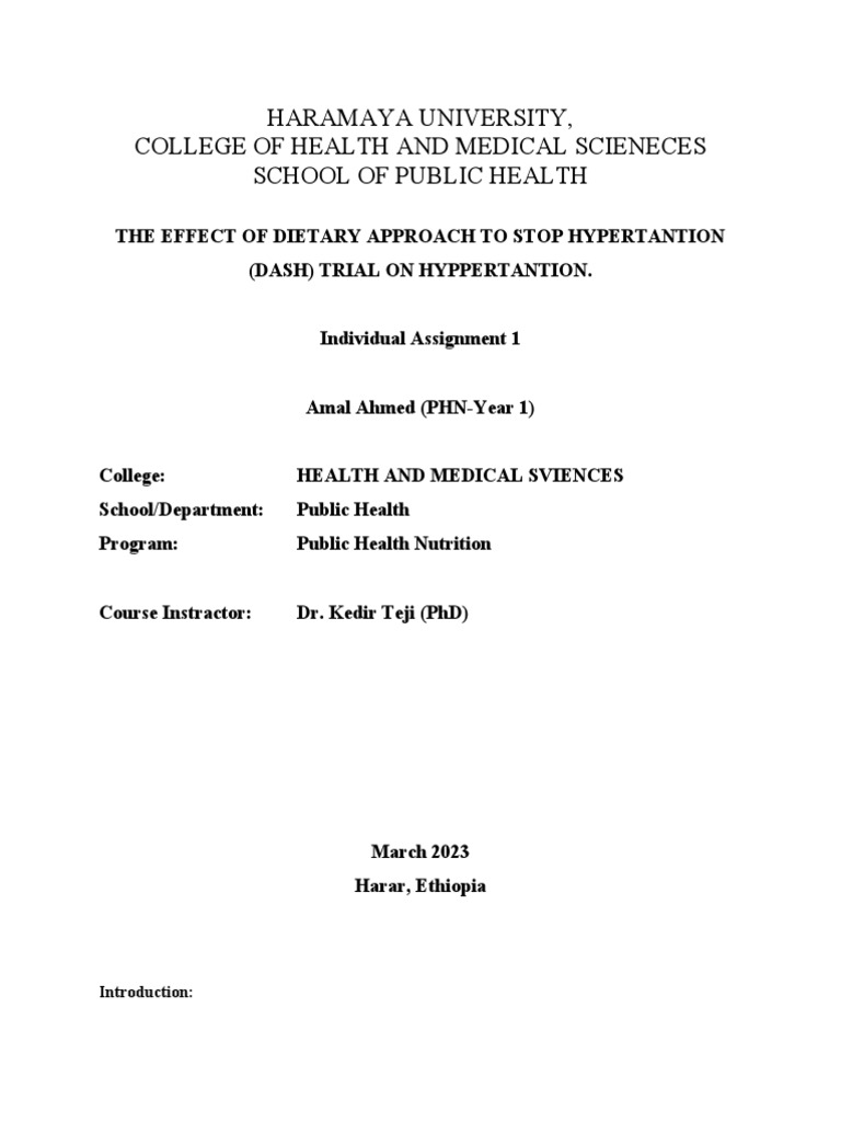 Haramaya University, College of Health and Medical Scieneces School of ...