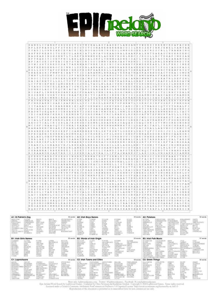 Epic Ireland Word Search | PDF