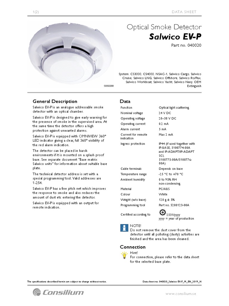 Salwico EV-P - M - EN - 2019 - N | PDF | Smoke | Sensor