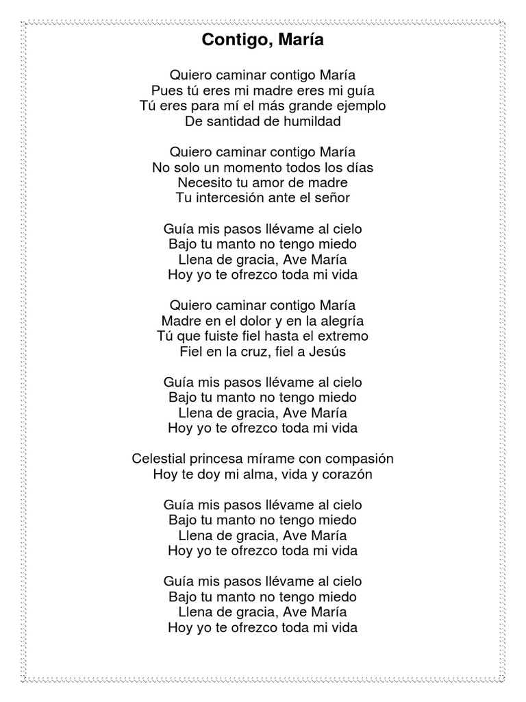 Letra de "Quiero Caminar Contigo, María" | PDF