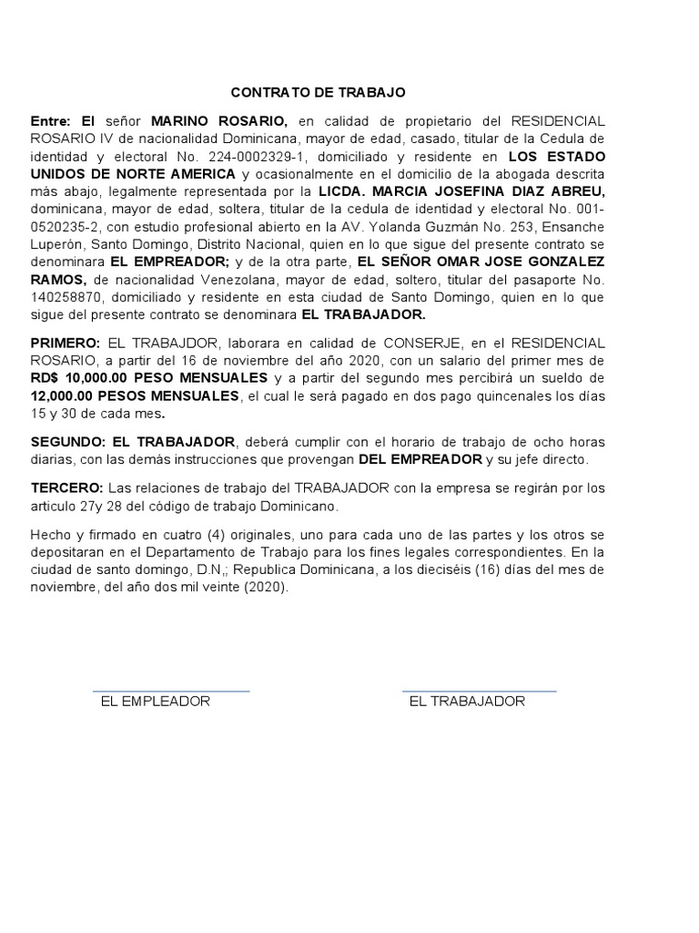 Contrato de Trabajo | PDF