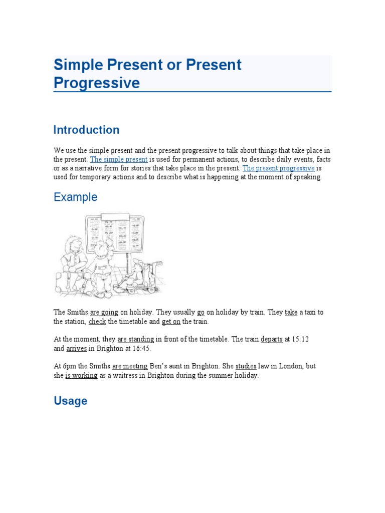 Simple Present or Present Progressive: Example | PDF