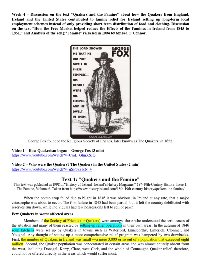 Quakers' Role in Irish Famine Relief | PDF | Great Famine (Ireland ...