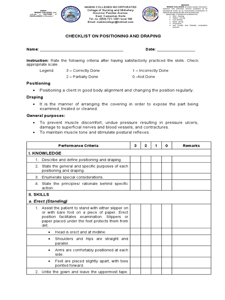 Positioning and Draping Checklist | PDF | Anatomical Terms Of Motion ...