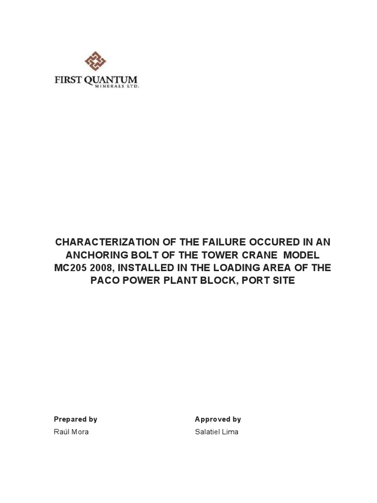 Failure Analysis of Tower Crane Bolt | PDF | Hardness | Steel