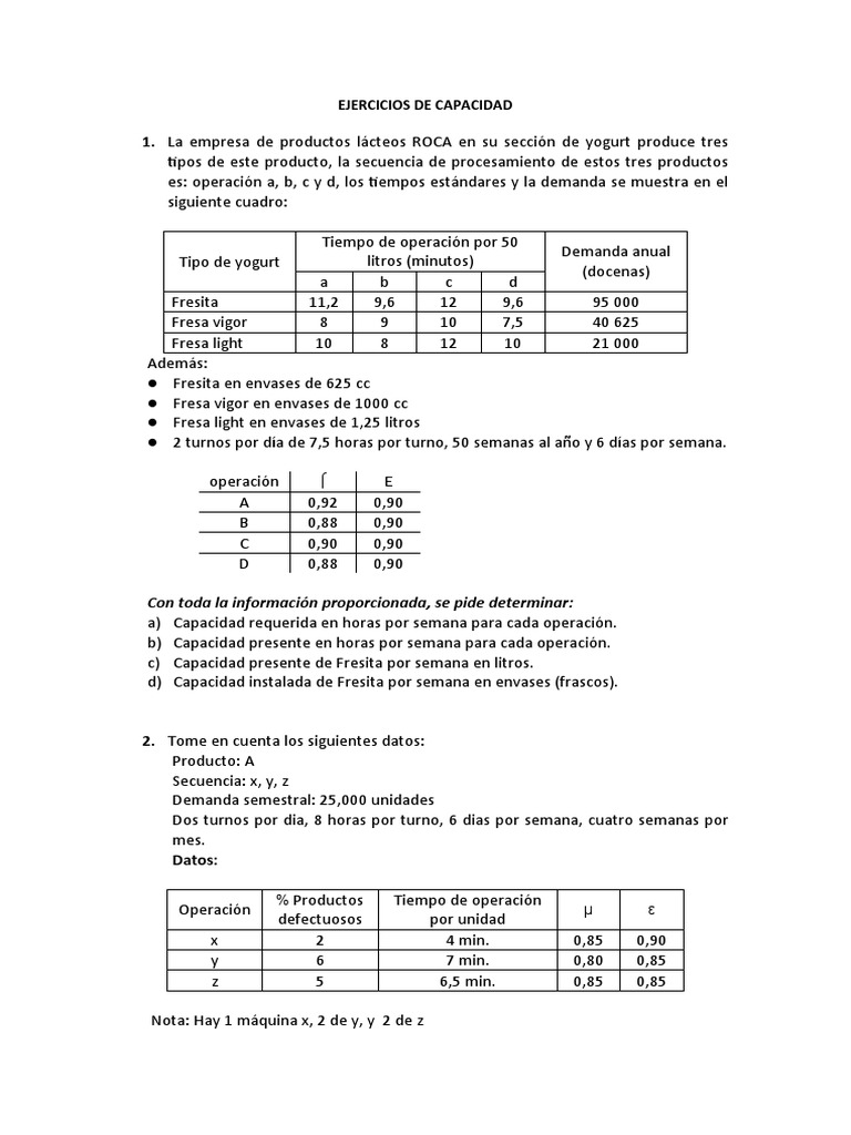 Ejercicios de Capacidad | PDF | Engranaje | Ingeniería mecánica