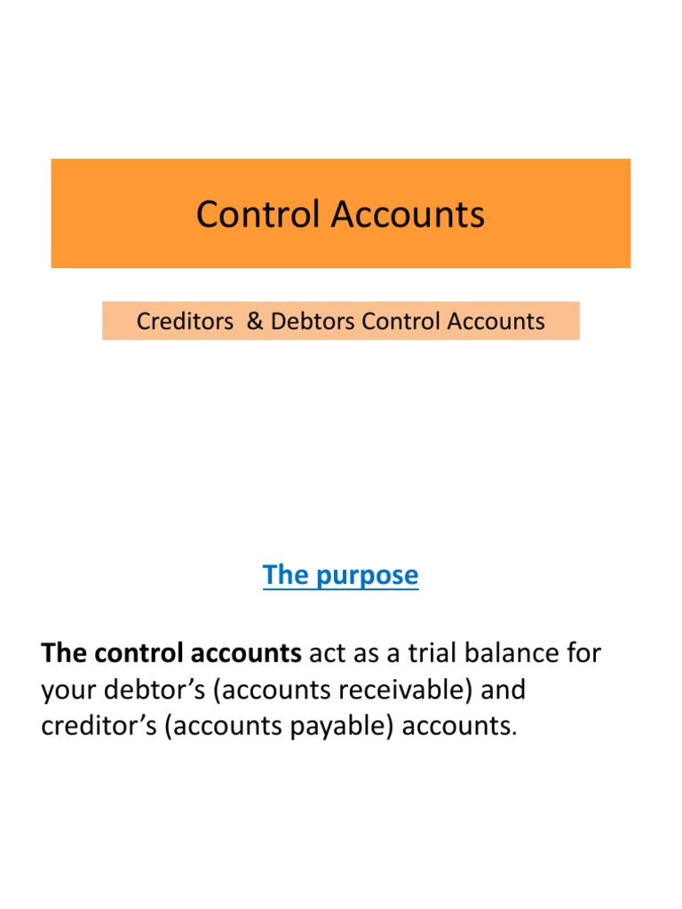 Control Accounts for Sales and Purchases Ledgers [DOCUMENT]: | PDF ...