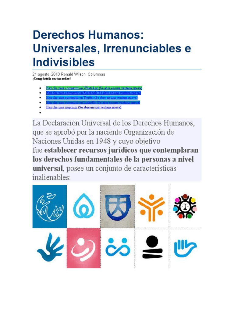 Derechos Humanos: Universales, Irrenunciables e Indivisibles | PDF ...